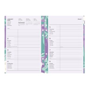 Filofax 6351 Refill For Year 2023 Illustrated Floral Week on 2 Pages A5 (8 1/4'' x 5 3/4'') Tabbed Month Dividers Diary Pack (C6351-23)