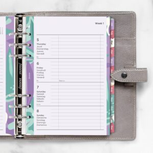 Filofax 6351 Refill For Year 2023 Illustrated Floral Week on 2 Pages A5 (8 1/4'' x 5 3/4'') Tabbed Month Dividers Diary Pack (C6351-23)