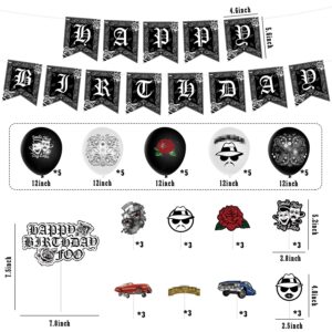 Wood Homing Cholo Birthday Party Decorations, Early 2000s Party Kit for Teens, Old School Black Cholo Theme Balloon, Happy Birthday Banner and Cake Topper for Party Decor, Cholo Theme Party Supplies