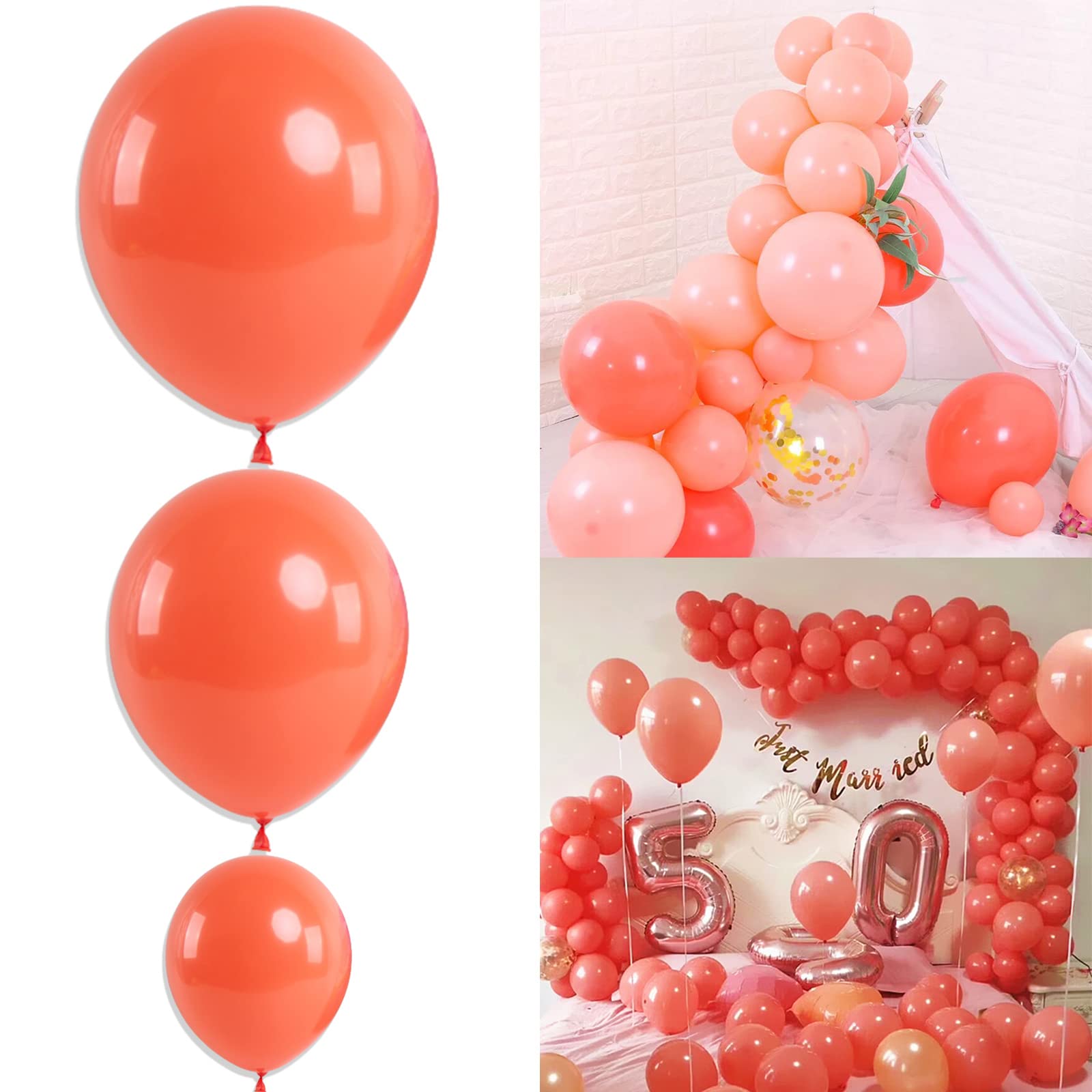 Coral Balloons,3 Different Sizes 77 Pack Coral Balloons 12 Inch,5 Inch,10 Inch Coral Balloon Garland Arch Kit for Birthday Valentines Baby Shower Wedding