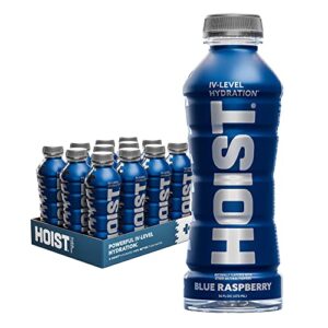 hoist premium military hydration electrolyte drink, powerful iv-level hydration, clinically proven performance drink, blue raspberry, 16 fl oz (pack of 12)