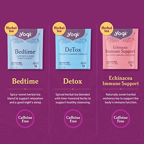 Favorites Yogi Tea Organic Sampler Gift Box - Assorted Delicious Wellness Teas - 9 Herbal, Green & Black Teas - Tea Gift Set & Variety Pack (45 Tea Bags)