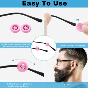 SMARTTOP Glasses Ear Grips 14 Pairs Eyeglass Temple Tip Sleeve Holder,Eyeglasses Ear Hooks Comfort Anti-Slip For Kids and Adults Sunglasses, Reading Glasses Sport Eyewear (S22-Star)