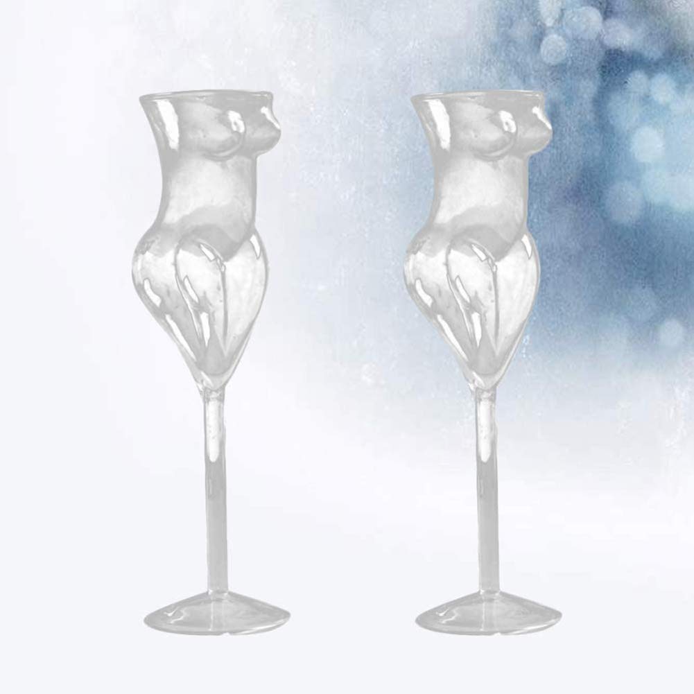 URMAGIC 2 Pcs Novelty Wine Glasses, 7 Oz Naked Women Cocktail Glasses,Transparent Female Body Whiskey Glass,Beauty Body Shaped Champagne Goblet,Drinking Glasses,Juice Cup,Bar Party Decoration