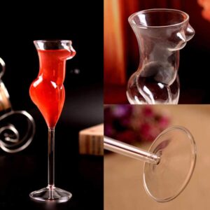 URMAGIC 2 Pcs Novelty Wine Glasses, 7 Oz Naked Women Cocktail Glasses,Transparent Female Body Whiskey Glass,Beauty Body Shaped Champagne Goblet,Drinking Glasses,Juice Cup,Bar Party Decoration