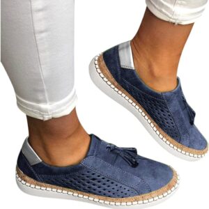 LONG-M Women's Shoes Comfortable Non-Slip Running Shoes Casual Flat Breathable Shoes Sport Outdoor Indoor Shoes,Blue,37