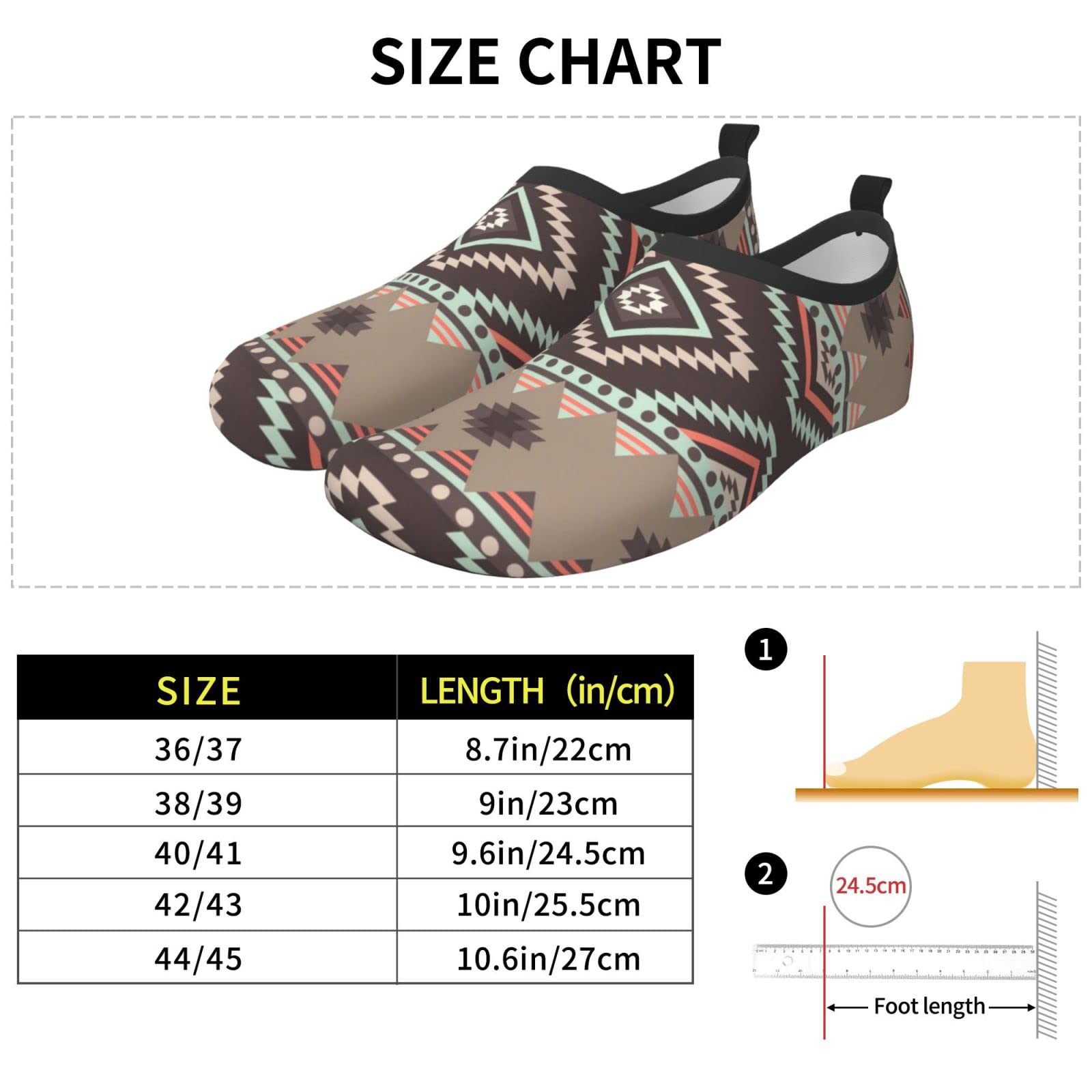 American Native Pattern Water Shoes for Men Women Aqua Socks Barefoot Quick-Dry Beach Swimming Shoes for Yoga Pool Exercise Swim Surf