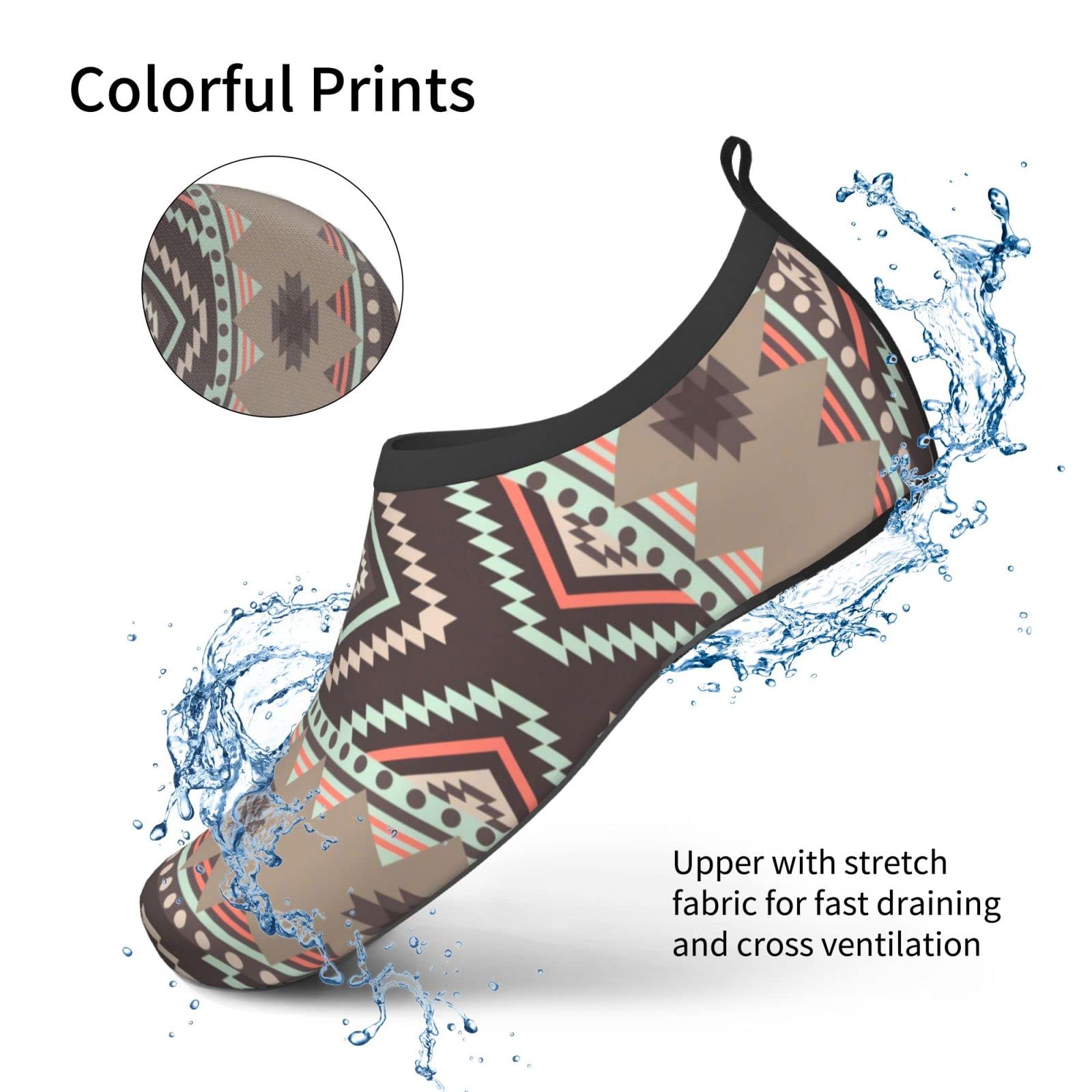 American Native Pattern Water Shoes for Men Women Aqua Socks Barefoot Quick-Dry Beach Swimming Shoes for Yoga Pool Exercise Swim Surf