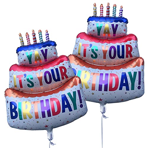 Happy Birthday Balloon Big 39" Foil Inflated Mylar Balloons Large Self-inflating Happy Bday Delivery Ballon Party Decoration Inflatable Ballons Supplies YAY