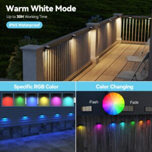 Bridika Solar Fence Lights, Fence Lights Fence Solar Lights Outdoor Waterproof Warm White & Color Glow LED Solar Lights for Backyard, Patio, Deck Railing, Stair Handrail, Pool and Wall (12 Packs)