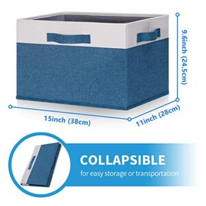 GhvyenntteS Storage Bins (6-Pack) Large Closet Storage Bins with Lid and 3 Handles, Sturdy Fabric Cube Storage Boxes with Label Window for Home Bedroom Office (Blue, 15" x 11" x 9.6")