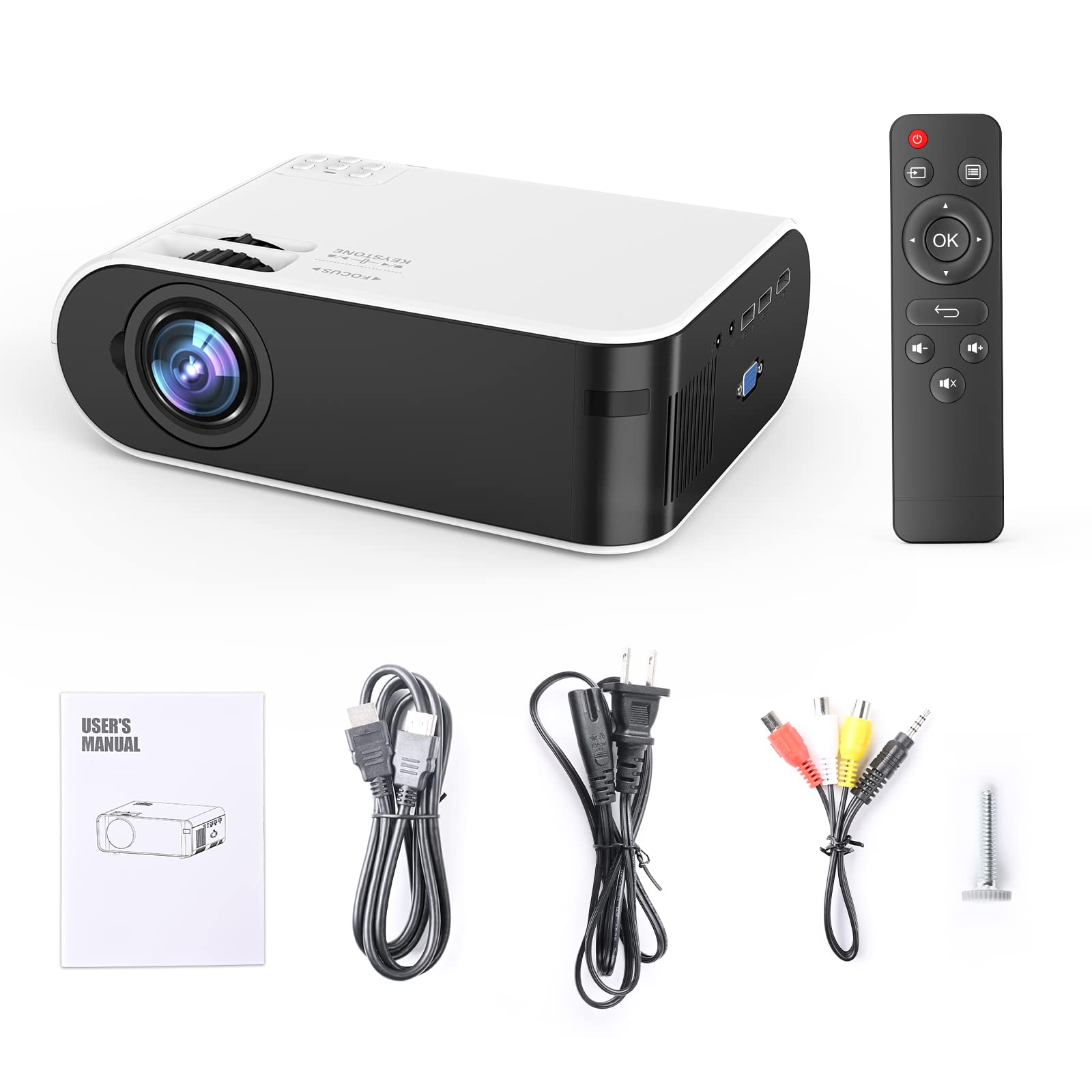 Mini Projector, FHD 1080P Portable Projector with WiFi and Bluetooth 7500 Lumen Outdoor Video Projector Home Theater Movie Projector Compatible with iOS/Android TV Stick Laptop PC HDMI VGA