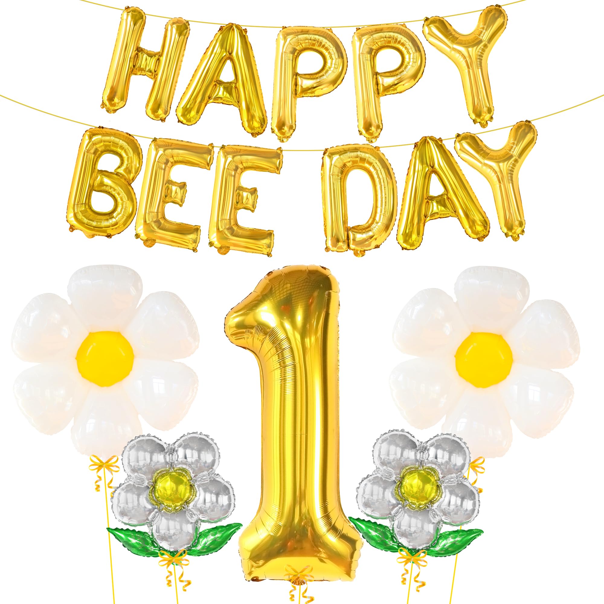 KatchOn, First Bee Day Decorations Girl - Pack of 18 | Happy Bee Day Balloons for Bee Birthday Party Decorations | Yellow Bee Themed Party Supplies | First Bee Balloons, 1st Bee Day Party Decorations