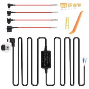 dash cam hardwire kit mini usb charger power cord compatible with rexing,wolfbox,chortau,kingslim,iiwey, viofo,vantrue,vantop,carrvas,xgody,garmin navigator (hardwire kit mini usb port)