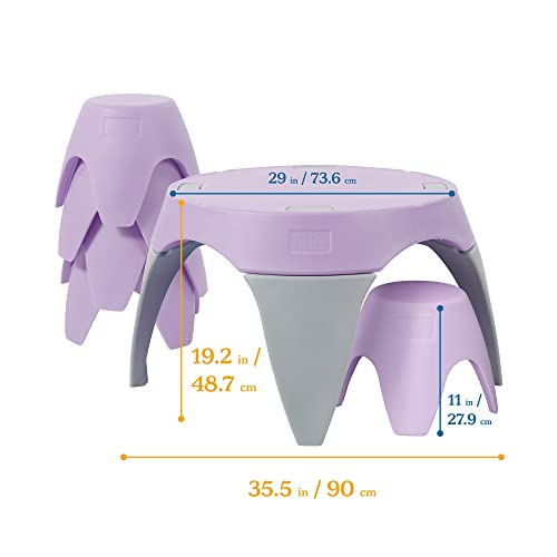 ECR4Kids Ayana Table and Stool Set, Outdoor Kids Table and Chairs, Light Purple/Light Grey, 5-Piece