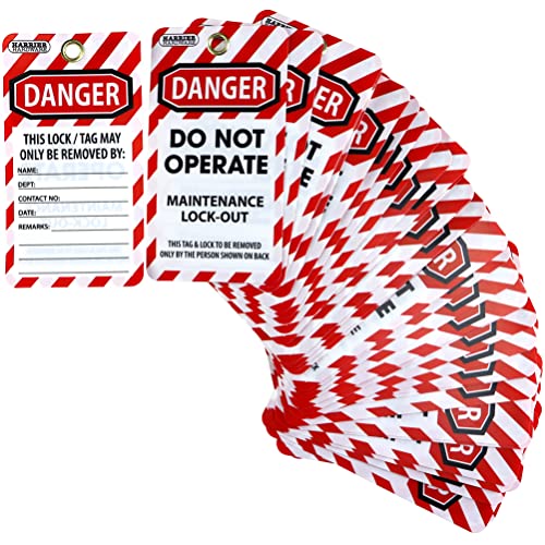 Harrier Hardware Lockout Tagout Tags, 3 x 5.5-inch, OSHA Compliant Lock Out Tags 40-Pack