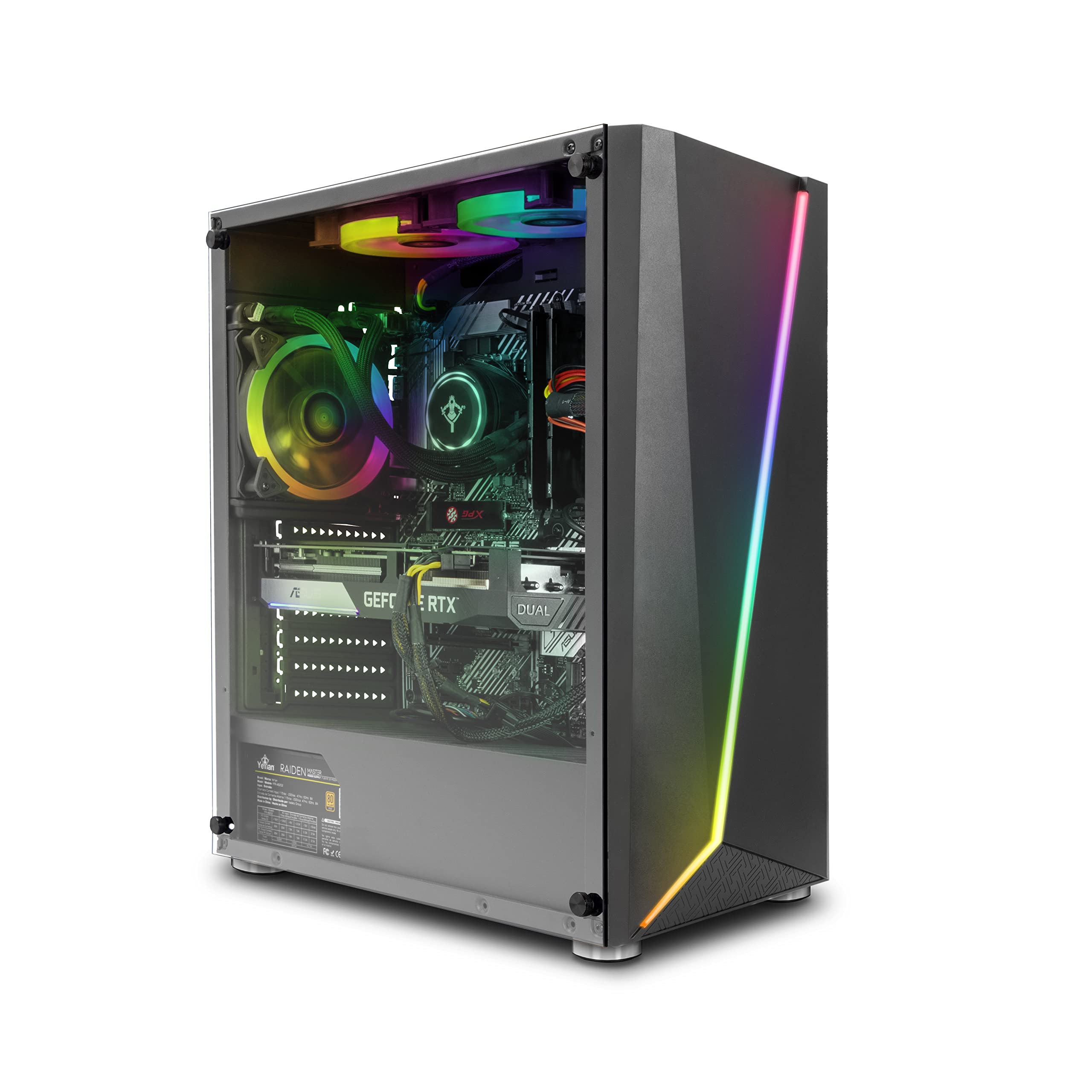 YEYIAN Kunai X11 Gaming PC Desktop Computer, INTEL i5-11600KF 6-Core 3.9GHz, GeForce RTX 3060 12GB GDDR6, 500GB NVMe SSD, 2TB HDD, 16GB DDR4 3200MHz, 120mm AIO Liquid Cooling, Windows 11, WiFi 5, BT 5