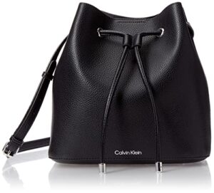 calvin klein gabrianna novelty bucket shoulder bag, black/silver 1