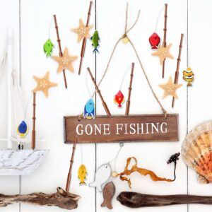 36 Pcs Fishing Birthday Party Decorations Fish Cupcake Pole Picks Fishing Themed Party Supplies Little Fisherman Tropical Appetizer Pick Cocktail Decoration for Drink Baby Shower Party Favor Kids