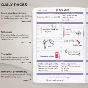 Clever Fox Daily Planner 2nd Edition – Undated Time Block Task Organizer with Hourly Schedule & To-do list – A5, 6 Months (White)