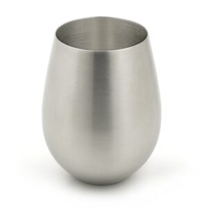 StainlessLUX 73345 Brushed Stainless Steel Tumbler/Glass Cup/Wine Glass - Quality Drinkware For Your Enjoyment