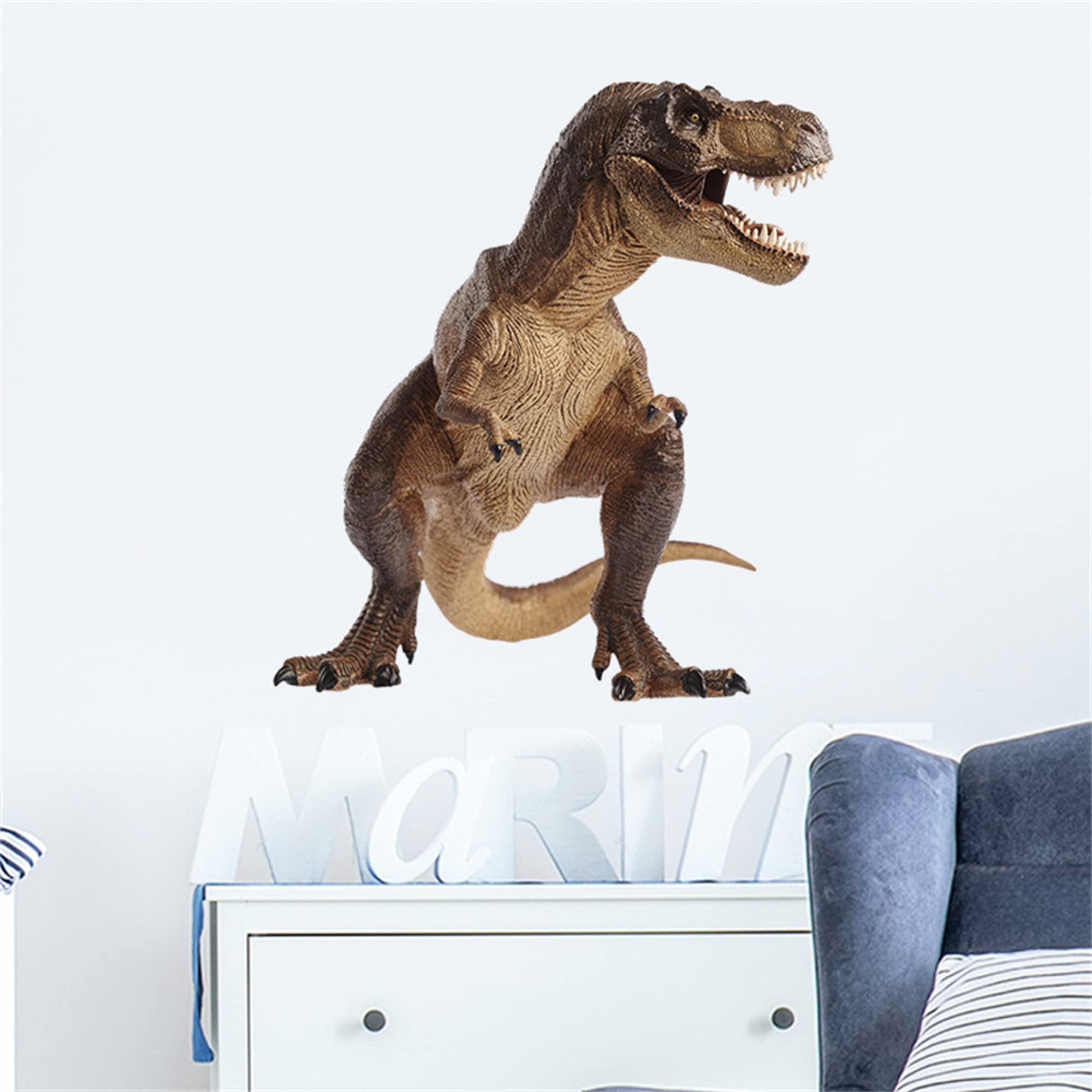 ROFARSO Cool Large Dinosaur Tyrannosaurus Rex Model Wall Stickers for Kids Removable Wall Decals DIY Peel and Stick Decorations for Nursery Baby Boys Bedroom Playroom Living Room Gaming Room