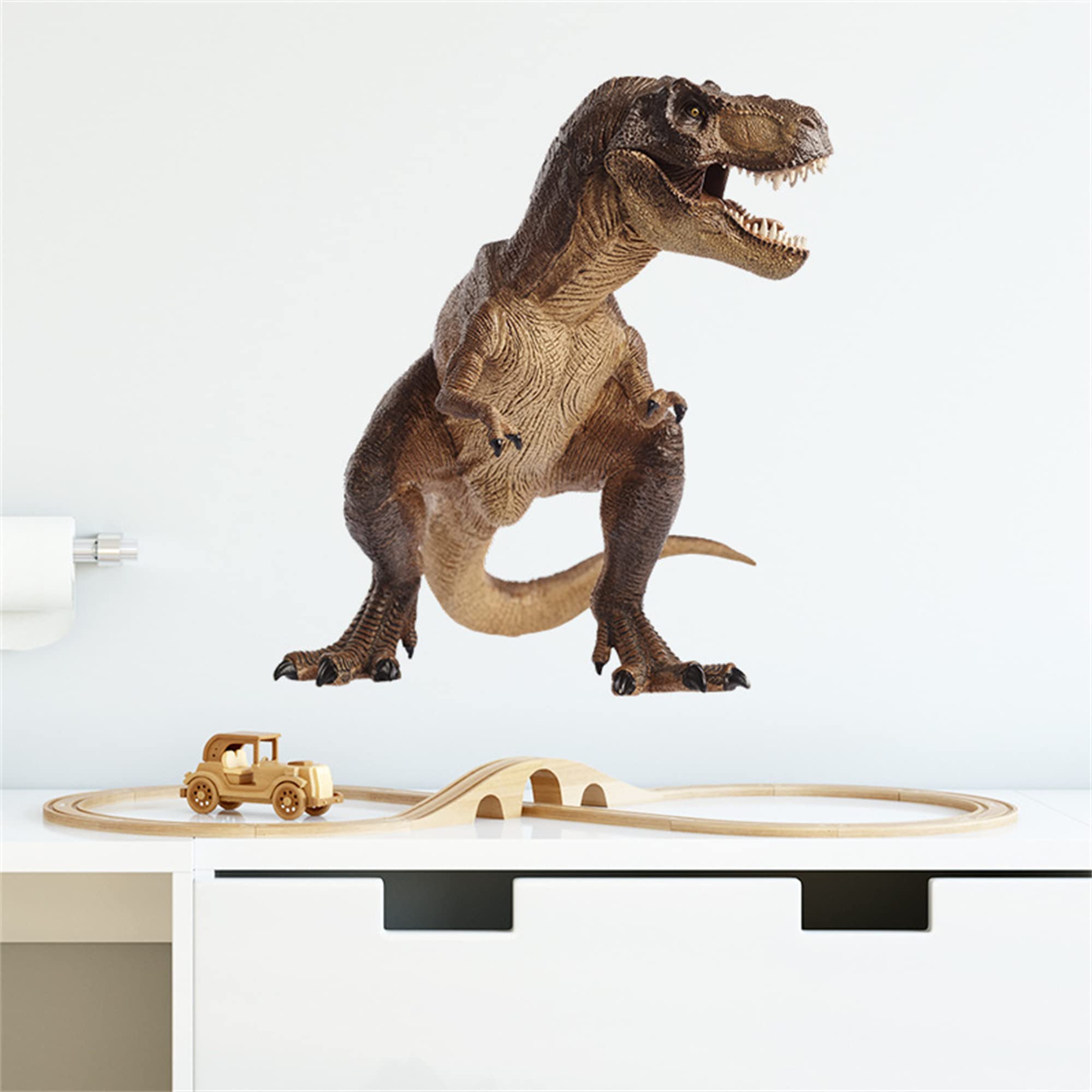 ROFARSO Cool Large Dinosaur Tyrannosaurus Rex Model Wall Stickers for Kids Removable Wall Decals DIY Peel and Stick Decorations for Nursery Baby Boys Bedroom Playroom Living Room Gaming Room