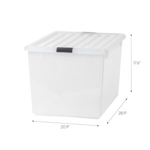 IRIS USA 144 Quart Stackable Plastic Storage Bins with Lids and Latching Buckles, 3 Pack, Containers with Lids, Durable Nestable Closet, Garage, Totes, Tubs Boxes Organizing, Clear