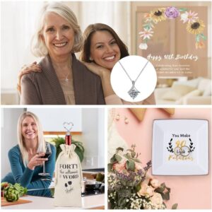 Vakuny 40th Birthday Gifts for Women - 40 Years Old Birthday Gifts Box Ideas for Mom Sister Her - 1982 Happy Birthday Gift Baskets Wine Glass Candles Necklaces