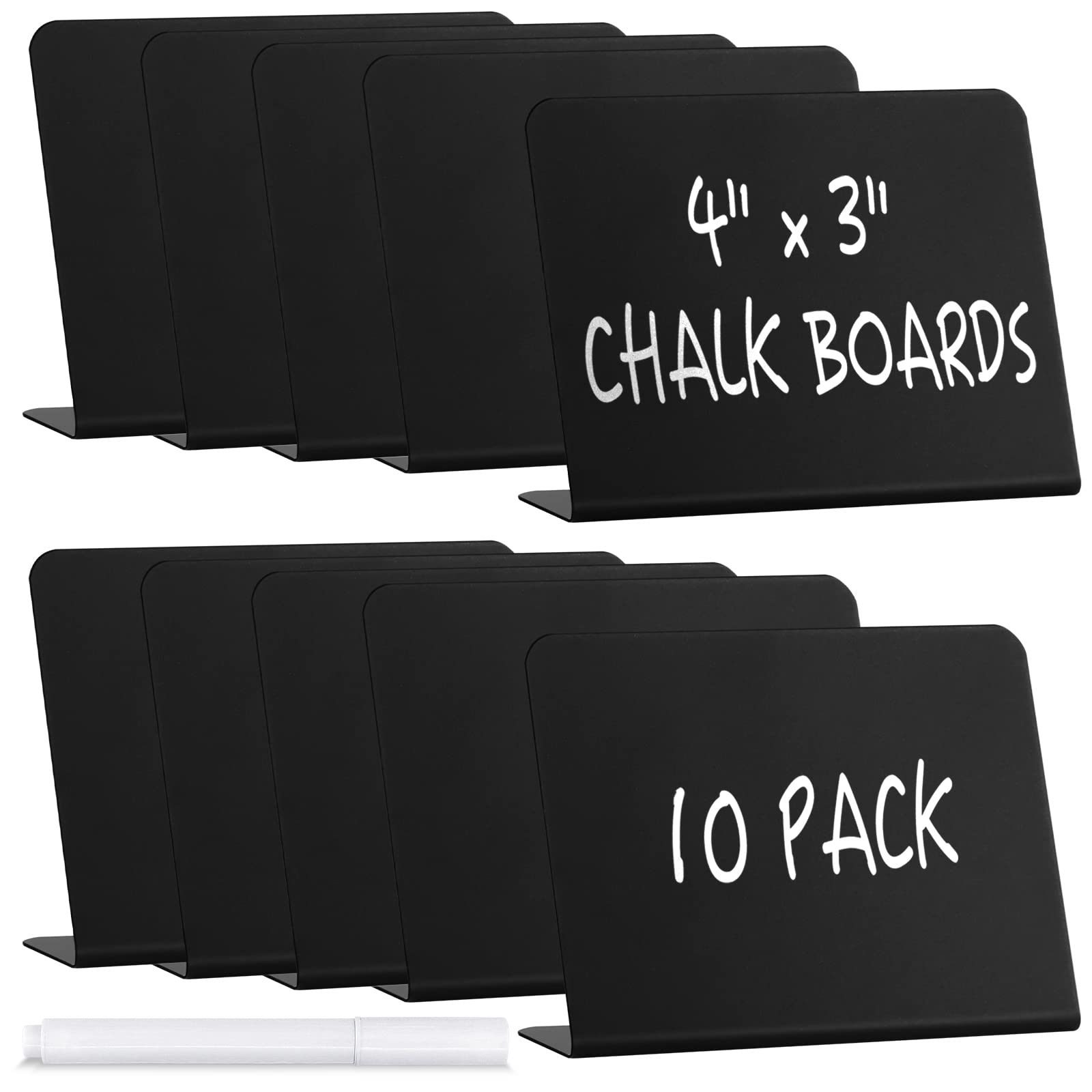 10 Pack Mini Chalkboard Signs, ALOTCHE Tabletop Chalkboard Labels L-Shaped Rustic Buffet Table Signs for Weddings, Birthday Parties, Message Board Signs, Bakery and Retail