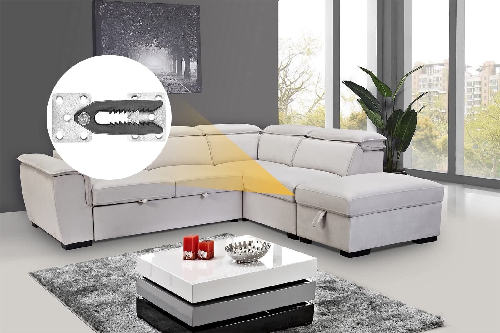 Waziaqoc 4 Pcs Sectional Couch Connector, Heavy Duty Couch Snap Alligator Sofa Connector Sofa Interlocking Connector Furniture Joint Snap with Mounting Screws