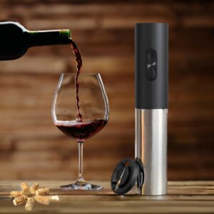 Electric Wine Opener Battery Operated Wine Bottle Openers with Foil Cutter One-touch Button Reusable Automatic Wine Corkscrew Remover for Home Kitchen Party Bar Restaurant