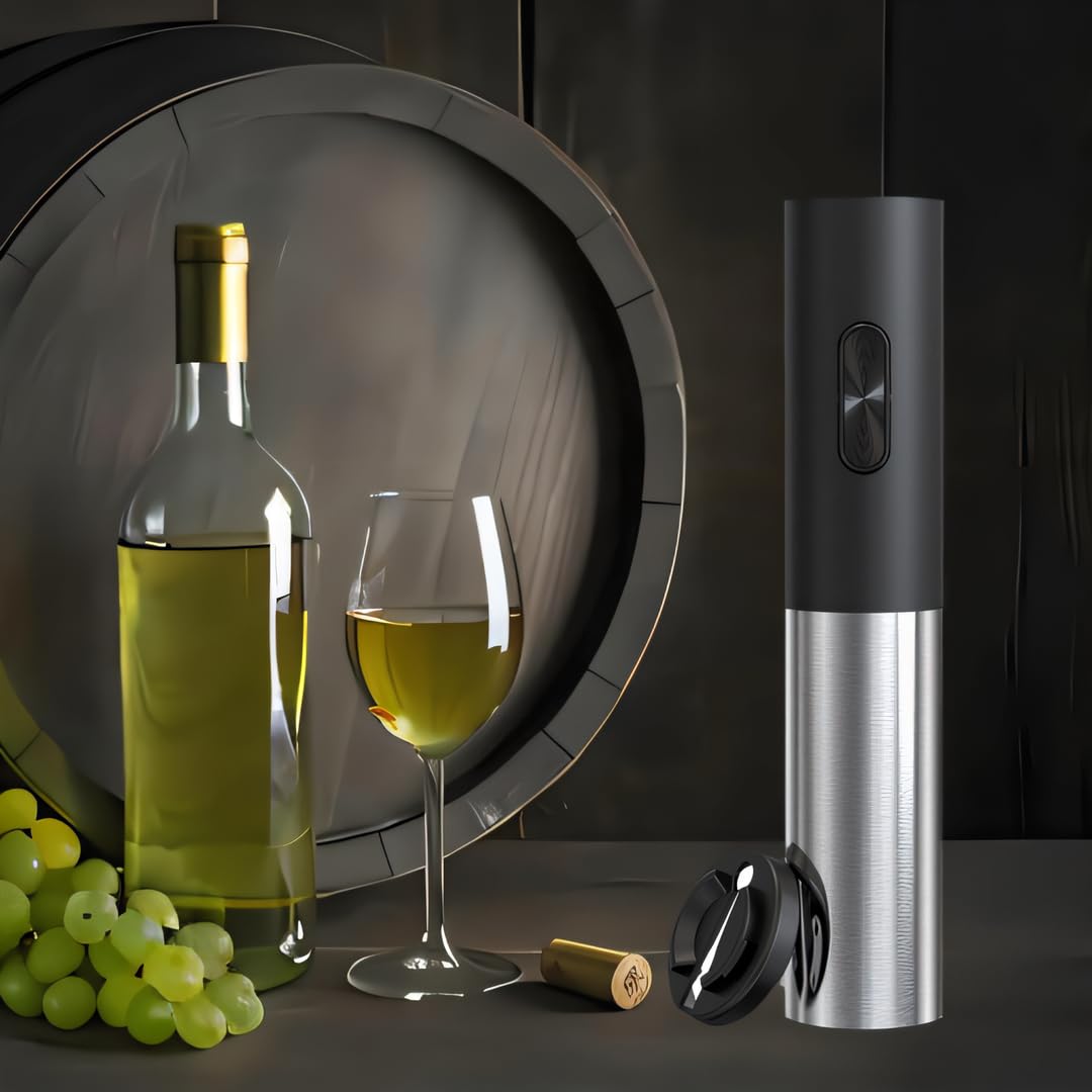 Electric Wine Opener Battery Operated Wine Bottle Openers with Foil Cutter One-touch Button Reusable Automatic Wine Corkscrew Remover for Home Kitchen Party Bar Restaurant