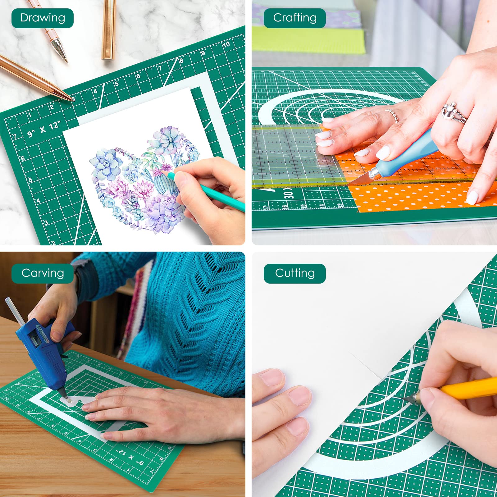 TOOCUST Cutting Mat 9X12inch,Double Sided 5 Layers Self Healing Cutting Mat,Cutting Mats for Sewing Cutting Mat,Small Cutting Mat,Sewing Mat Cutting,Cut Mat,Double Sided Cutting Board