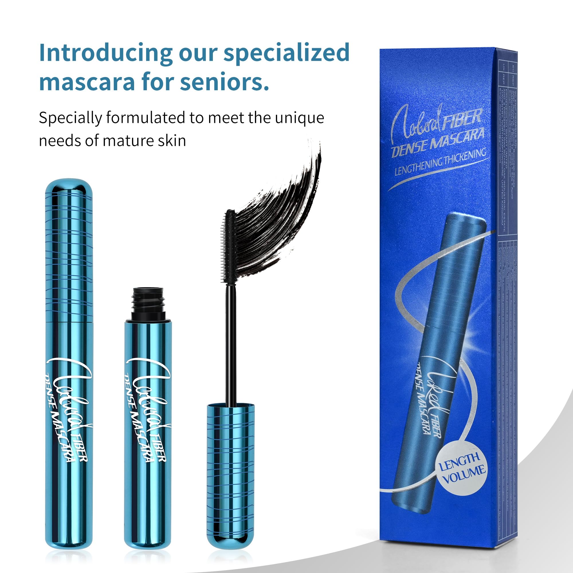 Mascara for Older Women, Black Mascara for Seniors with Thinning Lashes Waterproof Volumizing Mascara, Hypoallergenic Mascara for Sensitive Eyes (Pack of 1)