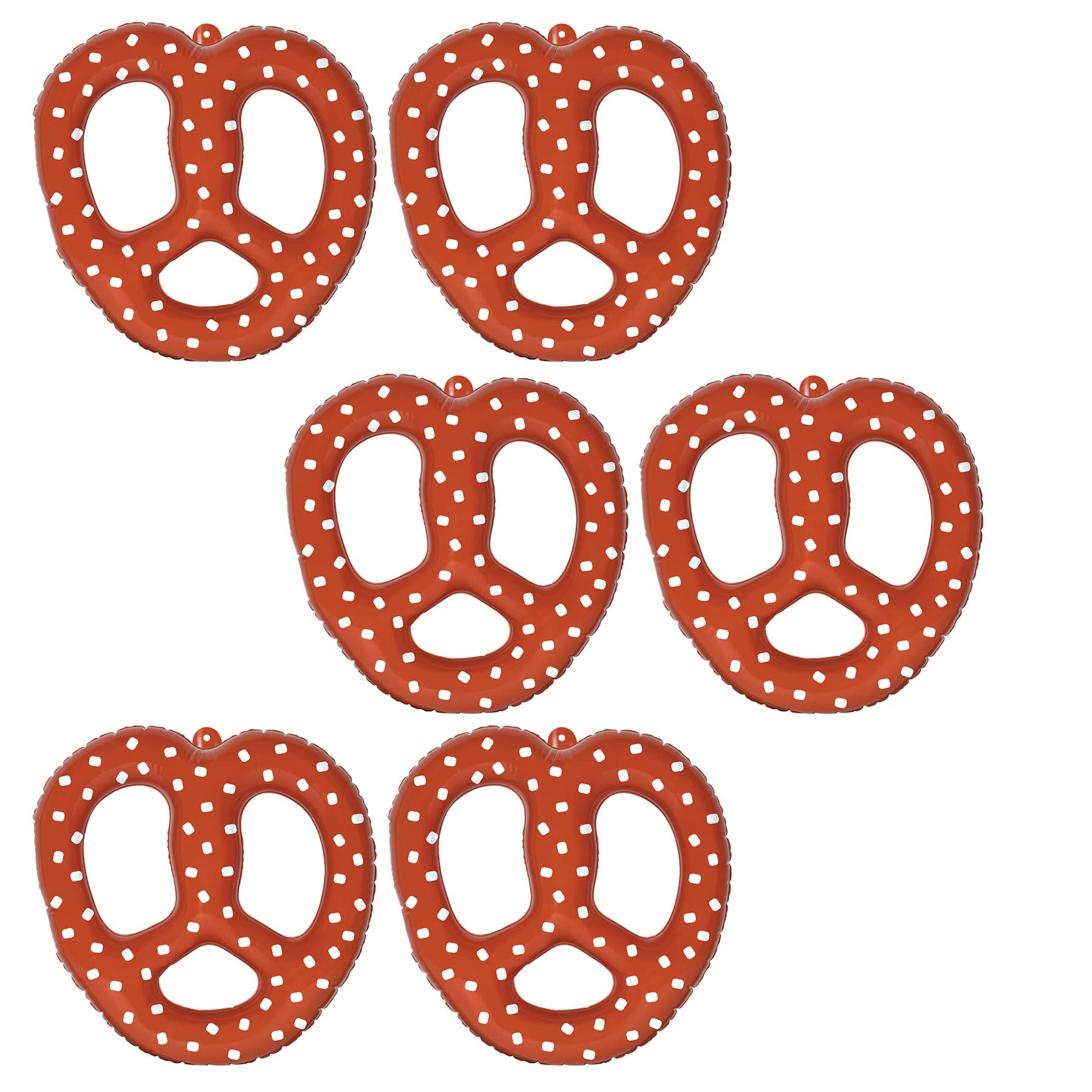 Beistle 15" 6 Piece Inflatable Bavarian Pretzels for German Theme Oktoberfest Party Decorations, 15.5" x 14.5", Brown/White