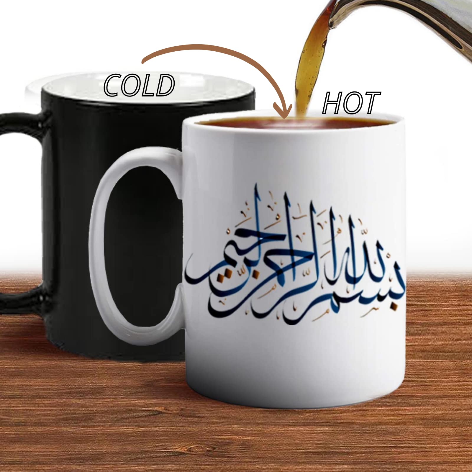 HOMECREDIBLES Eid Gifts - Islamic Eid Gifts for Women and Men; Color Changing Muslim Mug Gift for Eid Ul Fitar (Bismillah)