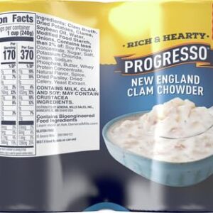 Progresso Rich & Hearty, New England Clam Chowder Soup, 18.5 oz., 4 Pack