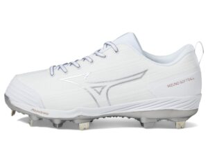 mizuno women's sweep 6 softball shoe, white, 7