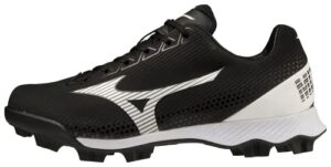 mizuno wave finch lightrevo jr softball shoe, black-white, 4