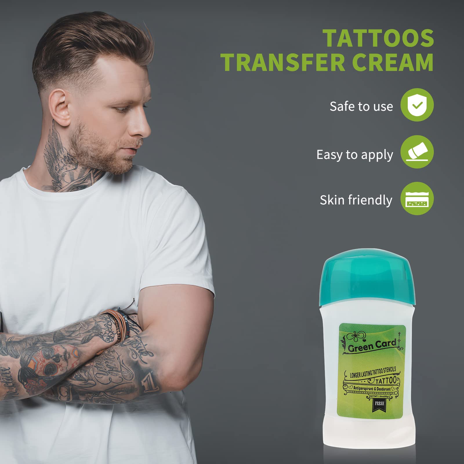 Tattoo Transfer Gel Stick Tattoo Transfer Cream Gel Tattoo Transfer Stick Transfer Supplies for Tattooing Antiperspirant Tattoo Deodorant, Safe Temporary Tattoo Supplies