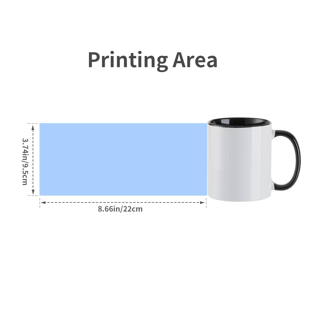 Craft Express 11 OZ Sublimation Coffee Mugs Ceramic White with Black Inside and Handle-Photo Mugs Cups Bulk Perfect for Easy Mug Press Crafting-Individually Packaged Set of 6