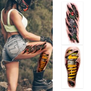 ROARHOWL Very cool machine 3D realistic fake tattoos，wound robot makeup Temporary Tattoos for men women (Design 5)