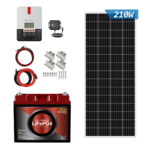 eci power 210w 12v solar power kit | 12v 50ah lifepo4 lithium batteries | 210w mono rigid solar panels, 20a mppt solar charge controller | rv, trailer, camper, marine, off grid, solar projects