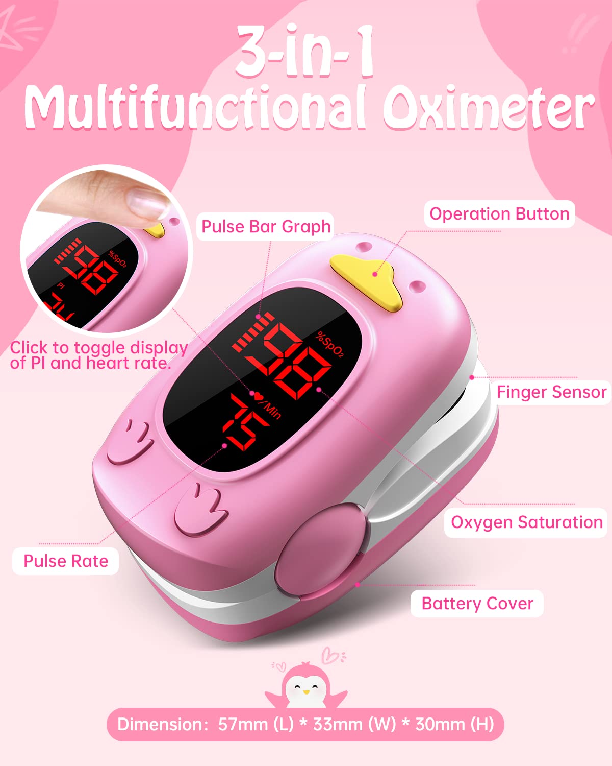 baby pulse oximeter for kids-pulse oximeter fingertip bluetooth baby oxygen monitor infant spo2 pulse monitor,Compatible with iOS Android,suitable for children infant kids baby