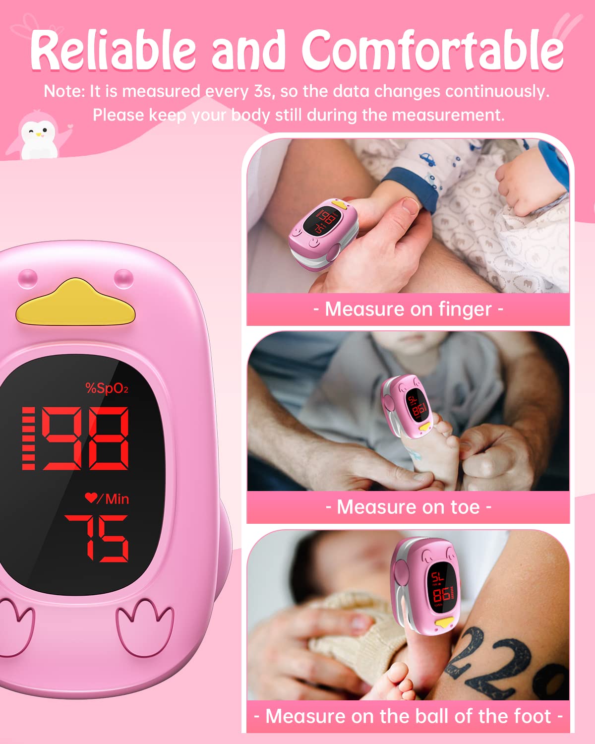 baby pulse oximeter for kids-pulse oximeter fingertip bluetooth baby oxygen monitor infant spo2 pulse monitor,Compatible with iOS Android,suitable for children infant kids baby