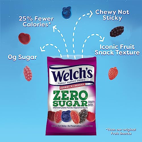 Welch’s Fruit Snacks, Zero Sugar Mixed Fruit, Berries 'N Cherries & Island Fruit, Perfect for School Lunches, Variety Case, 3 oz (Pack of 6)