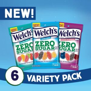 Welch’s Fruit Snacks, Zero Sugar Mixed Fruit, Berries 'N Cherries & Island Fruit, Perfect for School Lunches, Variety Case, 3 oz (Pack of 6)