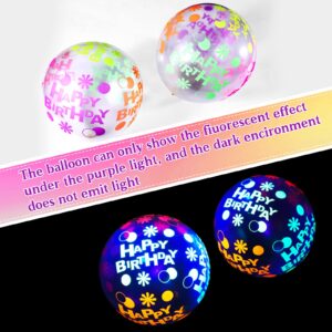 126 Pieces Neno Glow in The Dark Birthday Party Supplies Includes Graffiti Splash Paint Background, Glow Party Table Covers, Neon Glow Balloons and Transparent Fluorescent Glow Rubber Balloons