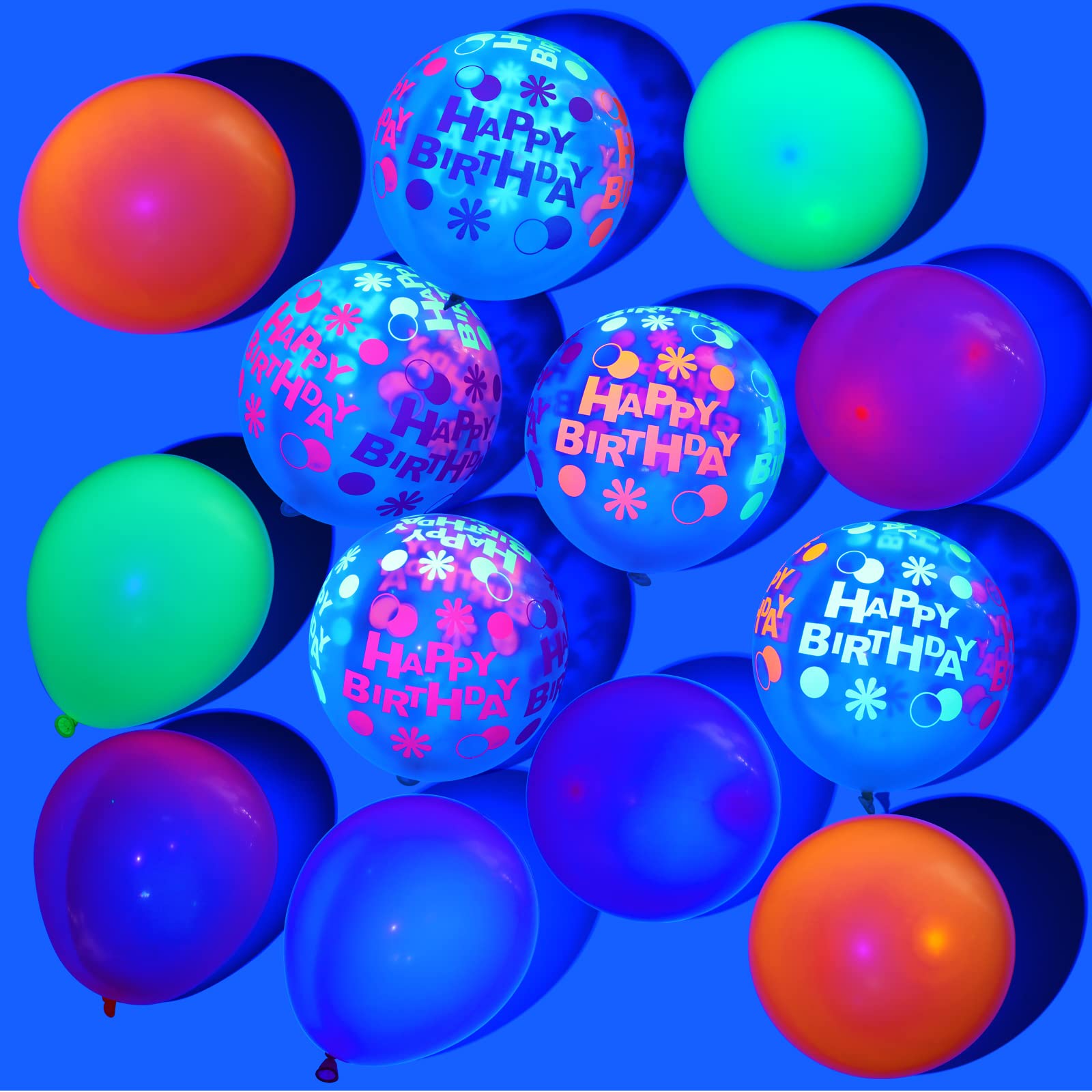 126 Pieces Neno Glow in The Dark Birthday Party Supplies Includes Graffiti Splash Paint Background, Glow Party Table Covers, Neon Glow Balloons and Transparent Fluorescent Glow Rubber Balloons